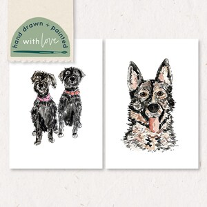 Custom Family & Pet Portrait Hand Painted Illustration in Ink and ...