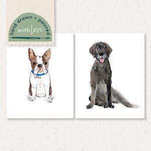 Custom Family & Pet Portrait Hand Painted Illustration in Ink and ...