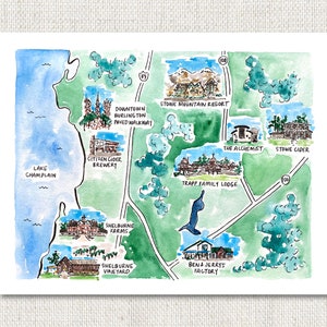 11x14 Custom Hand Painted Watercolor Illustrated Map With - Etsy