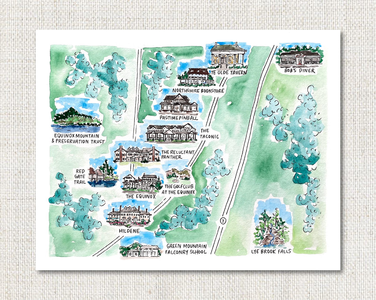11x14 Custom Hand Painted Watercolor Illustrated Map With - Etsy