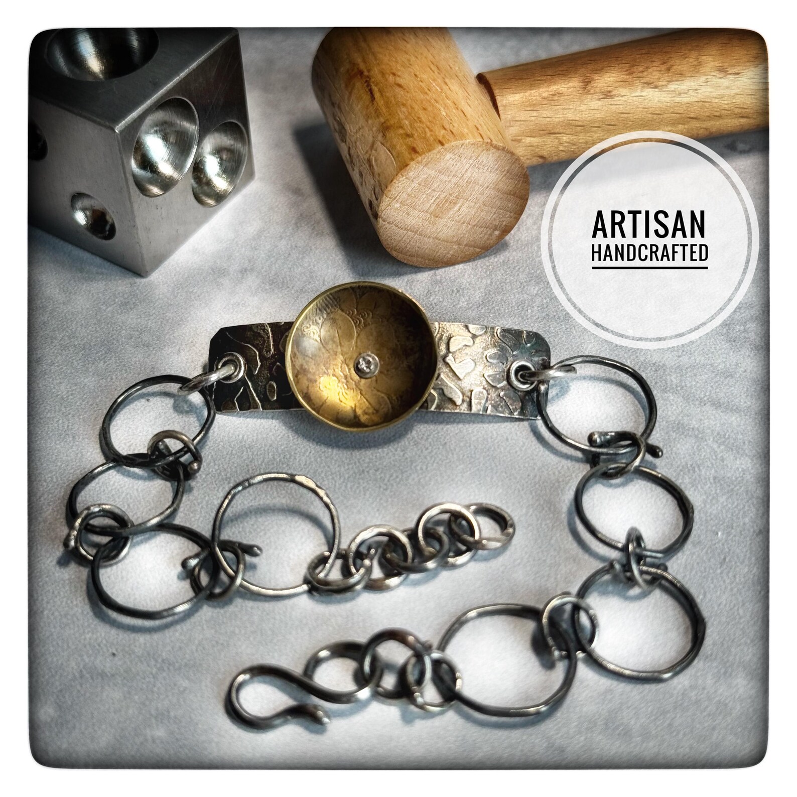 Handcrafted Industrial Sterling Silver Bracelet | Unique Nuts and Bolts ...