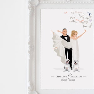 Wedding Guest Book Alternative | Portrait Couple Illustration | Cartoon ...