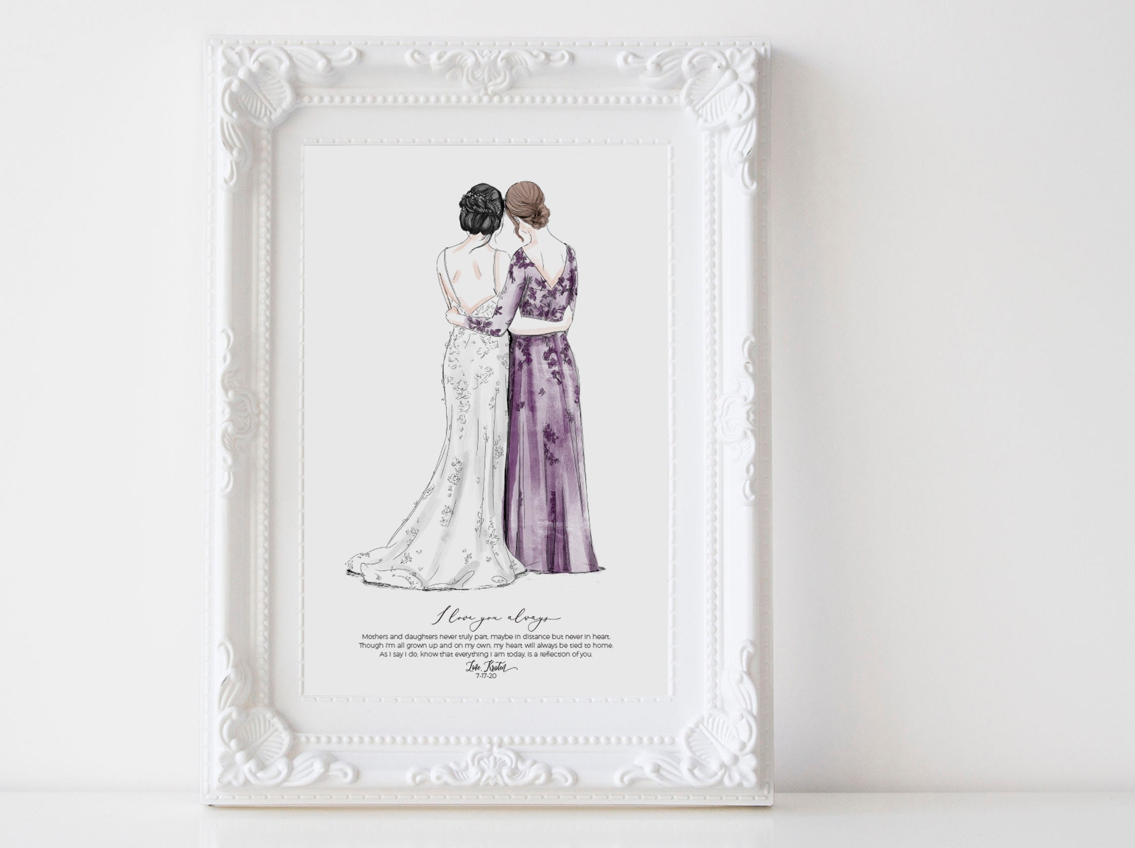 Mother of the Bride Drawing | Mother of the Bride Gift From Daughter ...