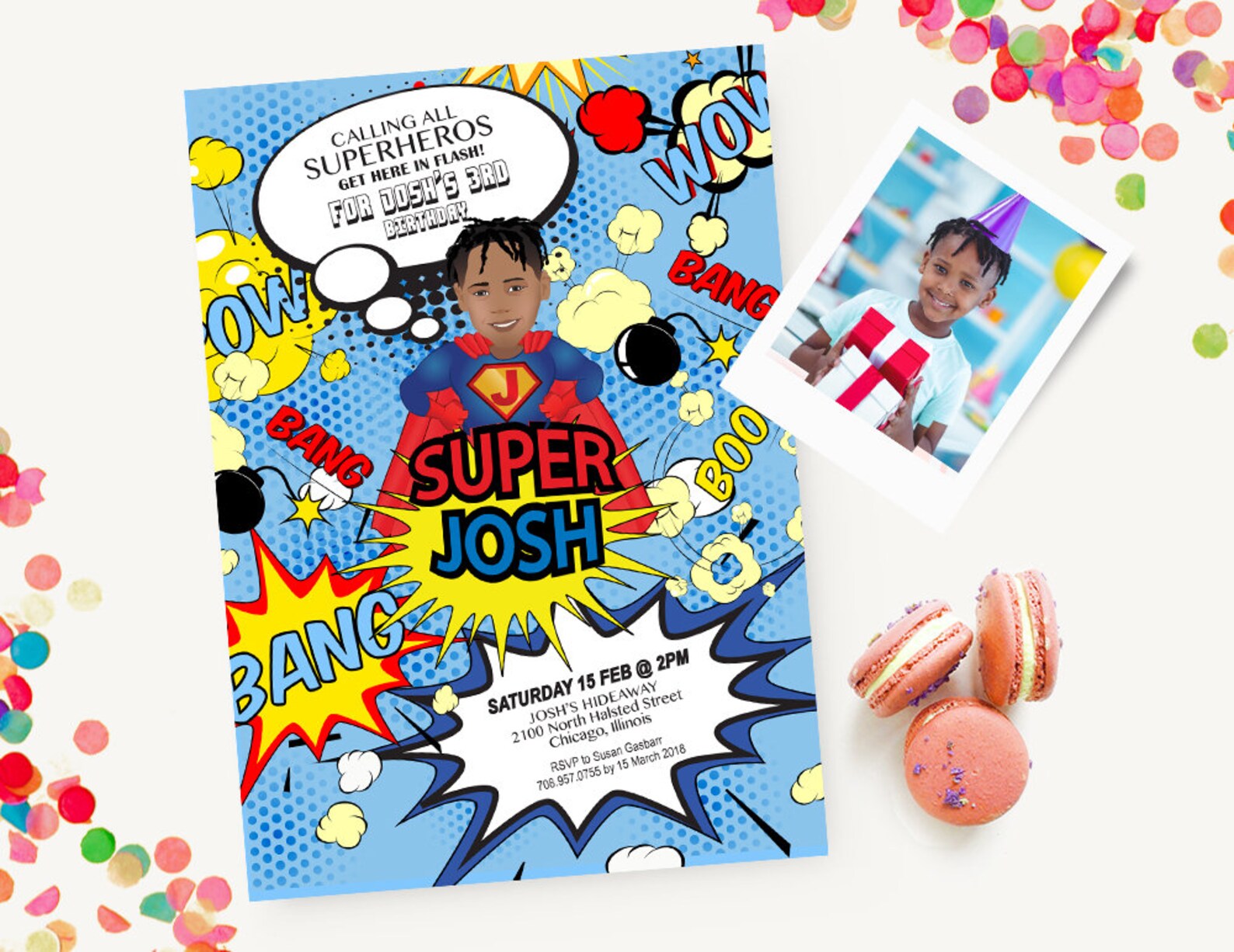 Super Character Invitation Caricature Portrait for Birthday - Etsy