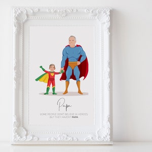 Superdad Drawing | Family Illustration | Fathers Day Unique Gift ...