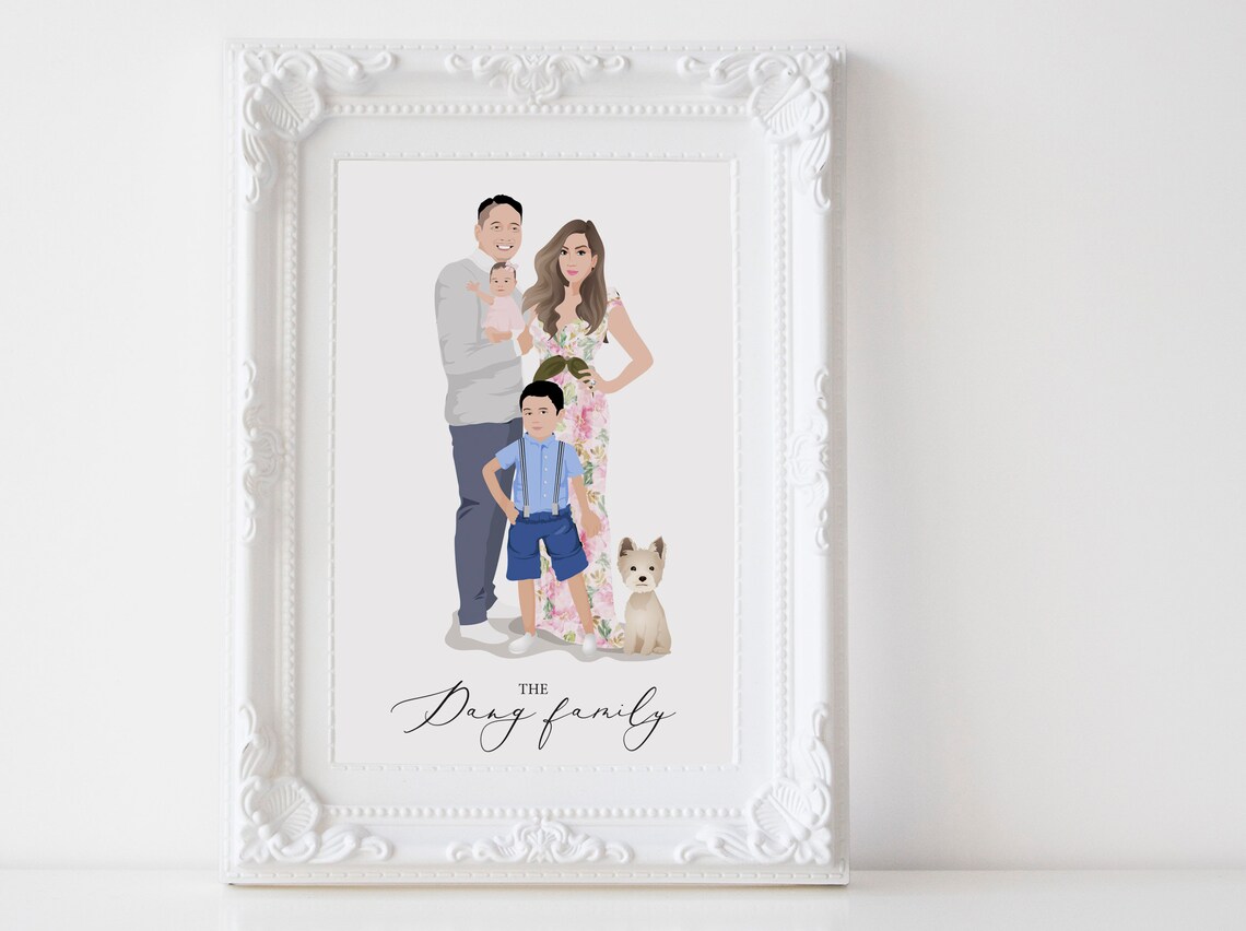Custom Portrait Family, Cartoon Illustration, Paper Anniversary - Etsy