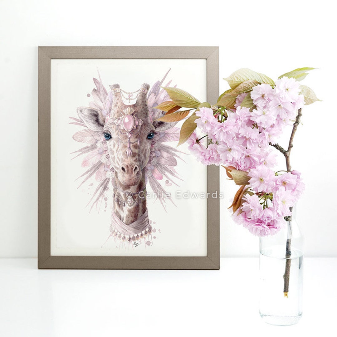 Dusty Pink Giraffe Print Spirit Animal Totem Series Giraffe Art Print ...