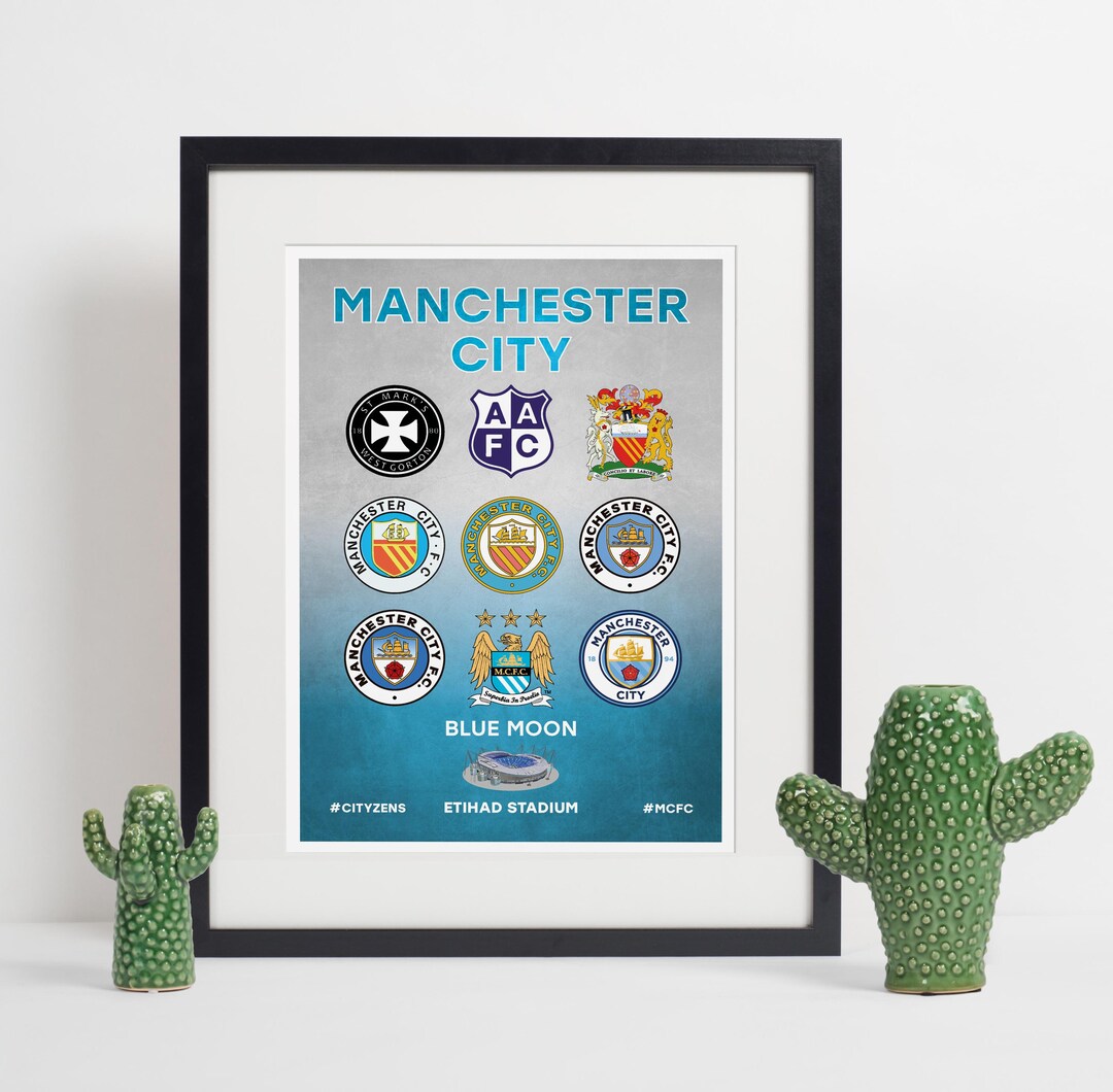 Football Art, Manchester City History Crest A4/A3 Prints - Etsy