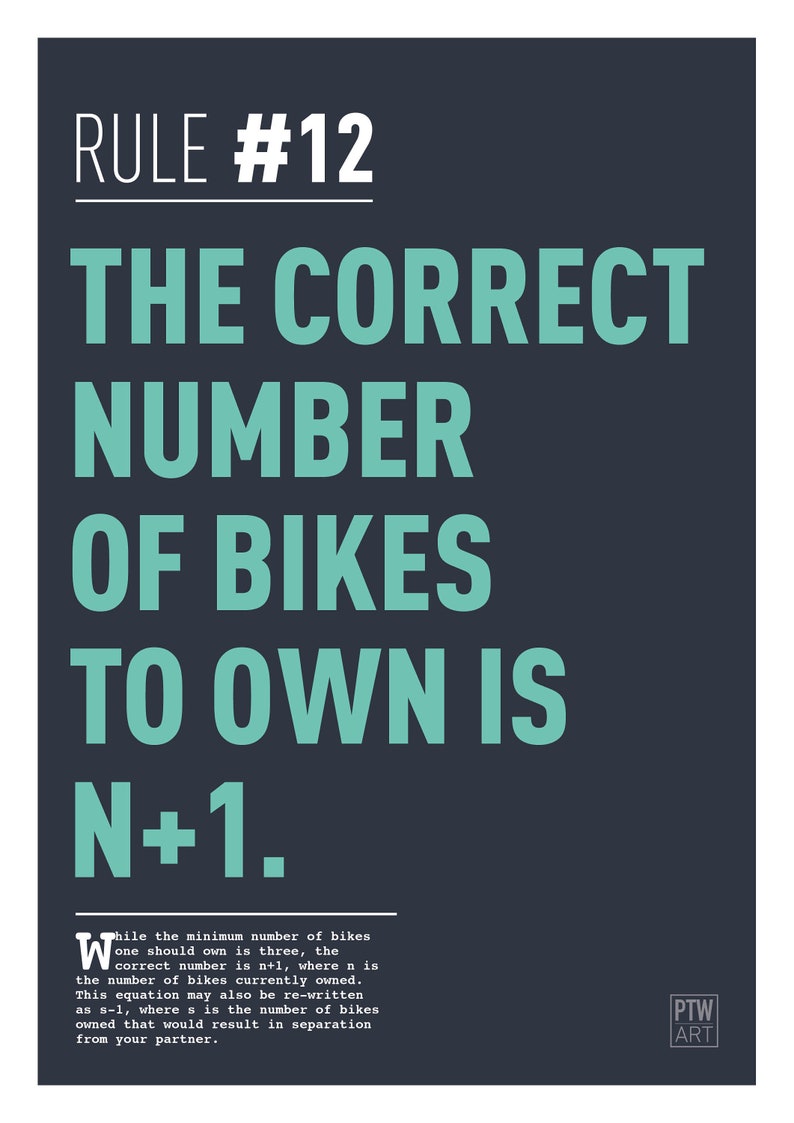 Cycling Print Motivational Quote Rule 12. A4 210mm X 297mm - Etsy UK