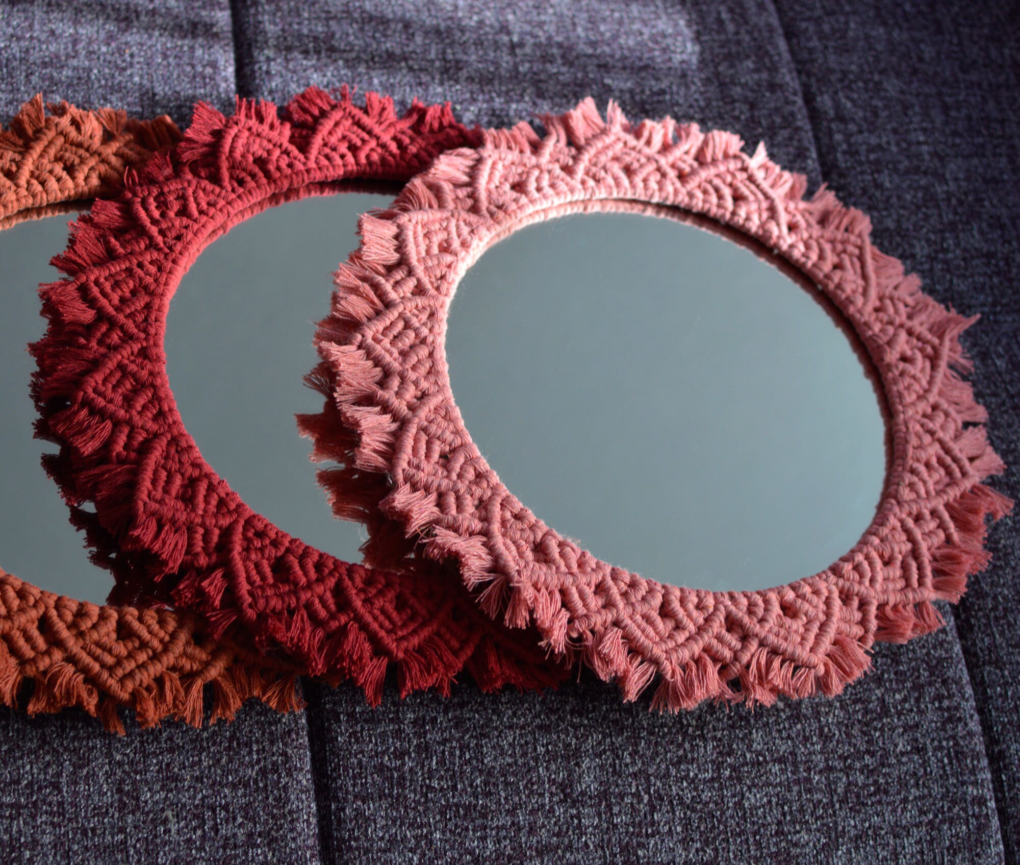 Macrame Mandala Mirror old Rose - Etsy
