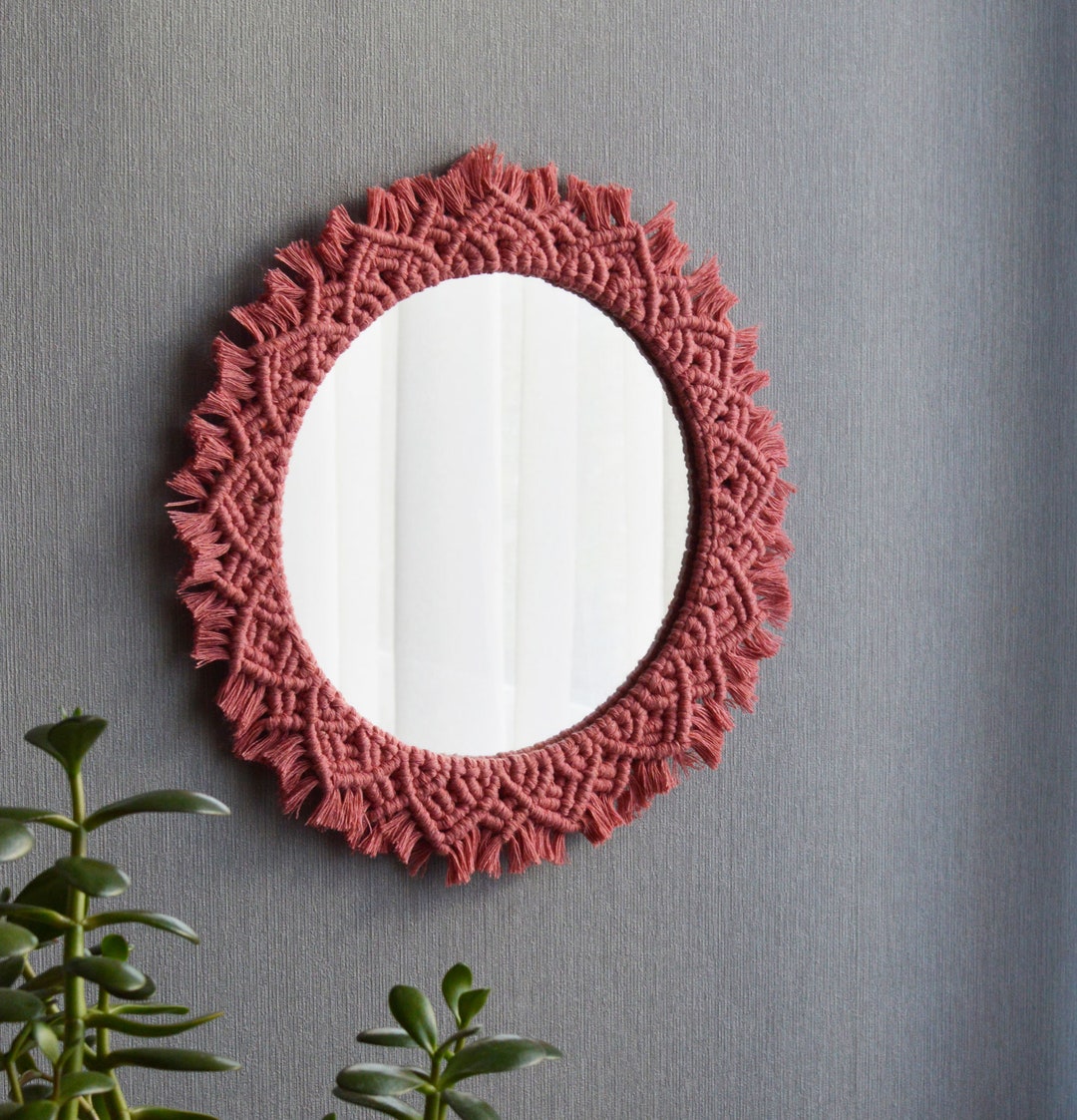 Macrame Mandala Mirror old Rose - Etsy