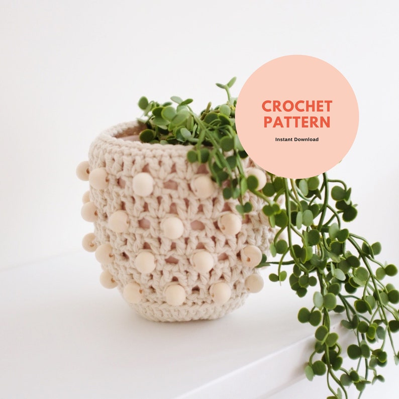 Crochet Beaded Pot Cover / Vase - Etsy