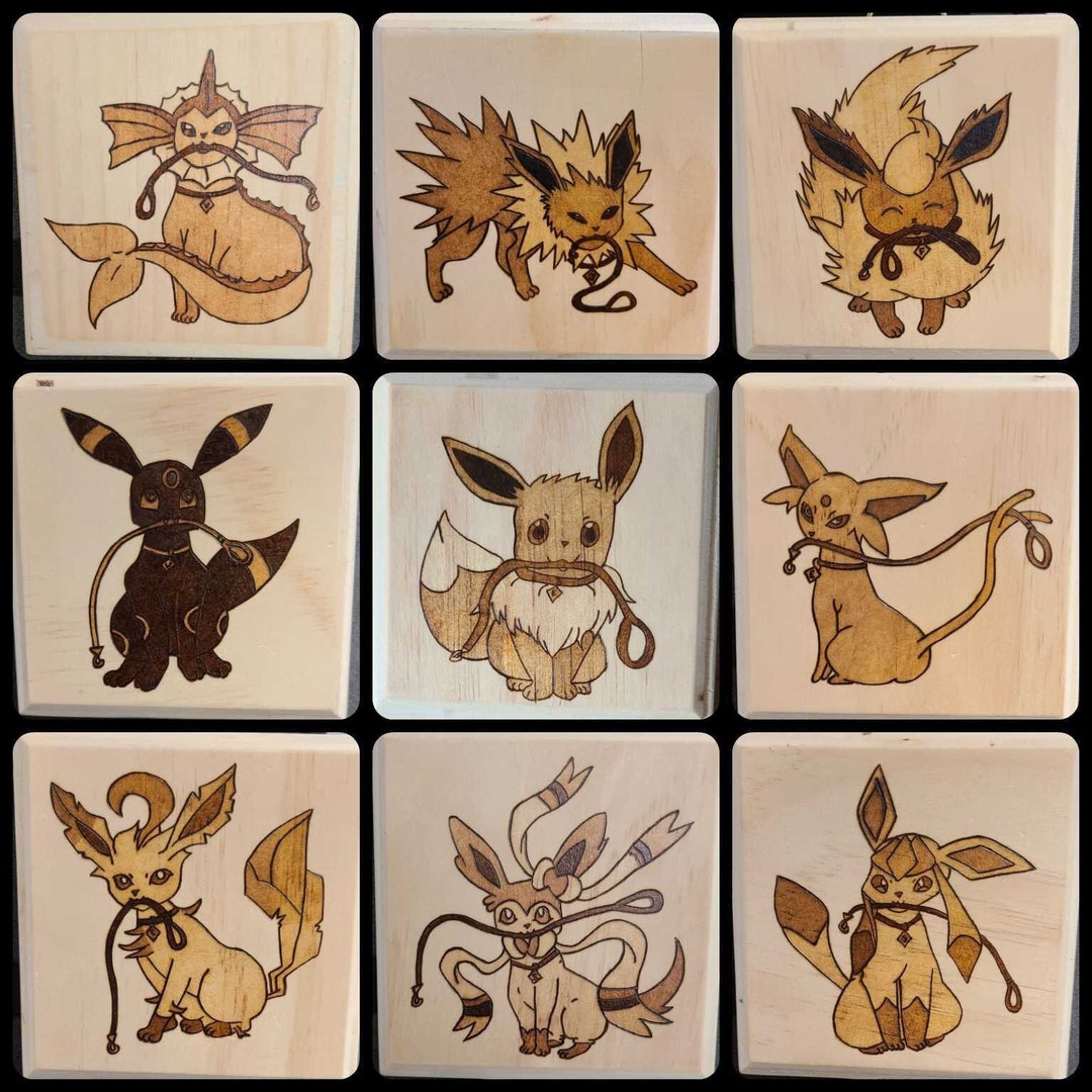 Eevee Evolution Hanger Set 9 Pieces Woodburning Free Shipping CA and US ...