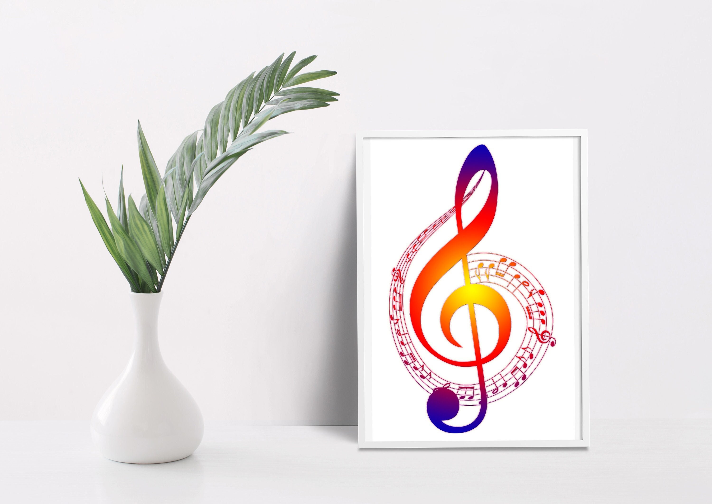 Arte de notas musicales. Descarga digital. arte mural educativo. notas ...