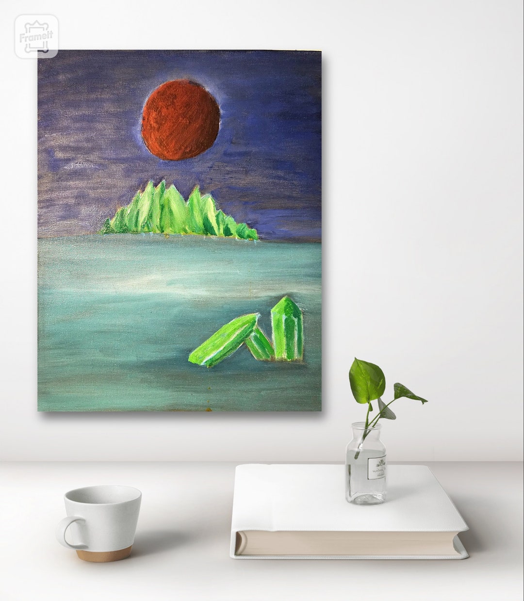 12 X 16 Oil Painting of Fantasy World Art With Crystal Painting. Small ...