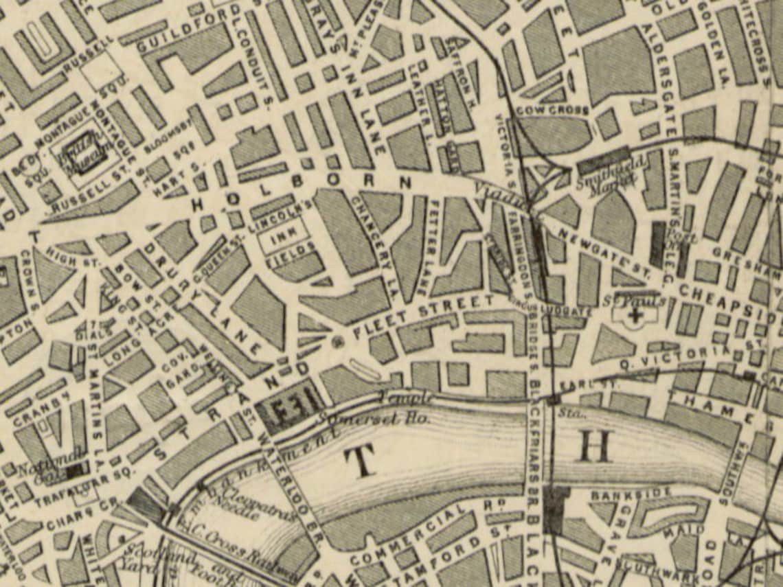 London Map 19th Century, Scanned Version of an Old Original Map of ...
