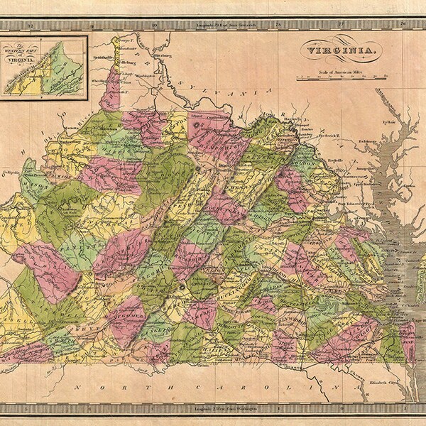 Map of Virginia - Etsy