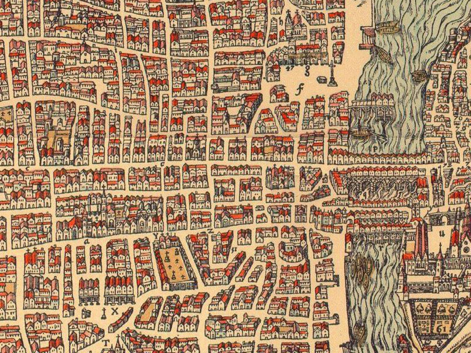 Paris Map (16th Century), Scanned Version of an Old Original Colored ...