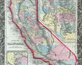 CALIFORNIA MAP Print Digital Download Printable Vintage Map - Etsy