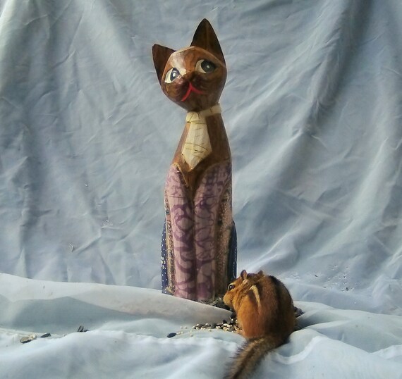 Fun Folk Art Wooden Cat | Etsy