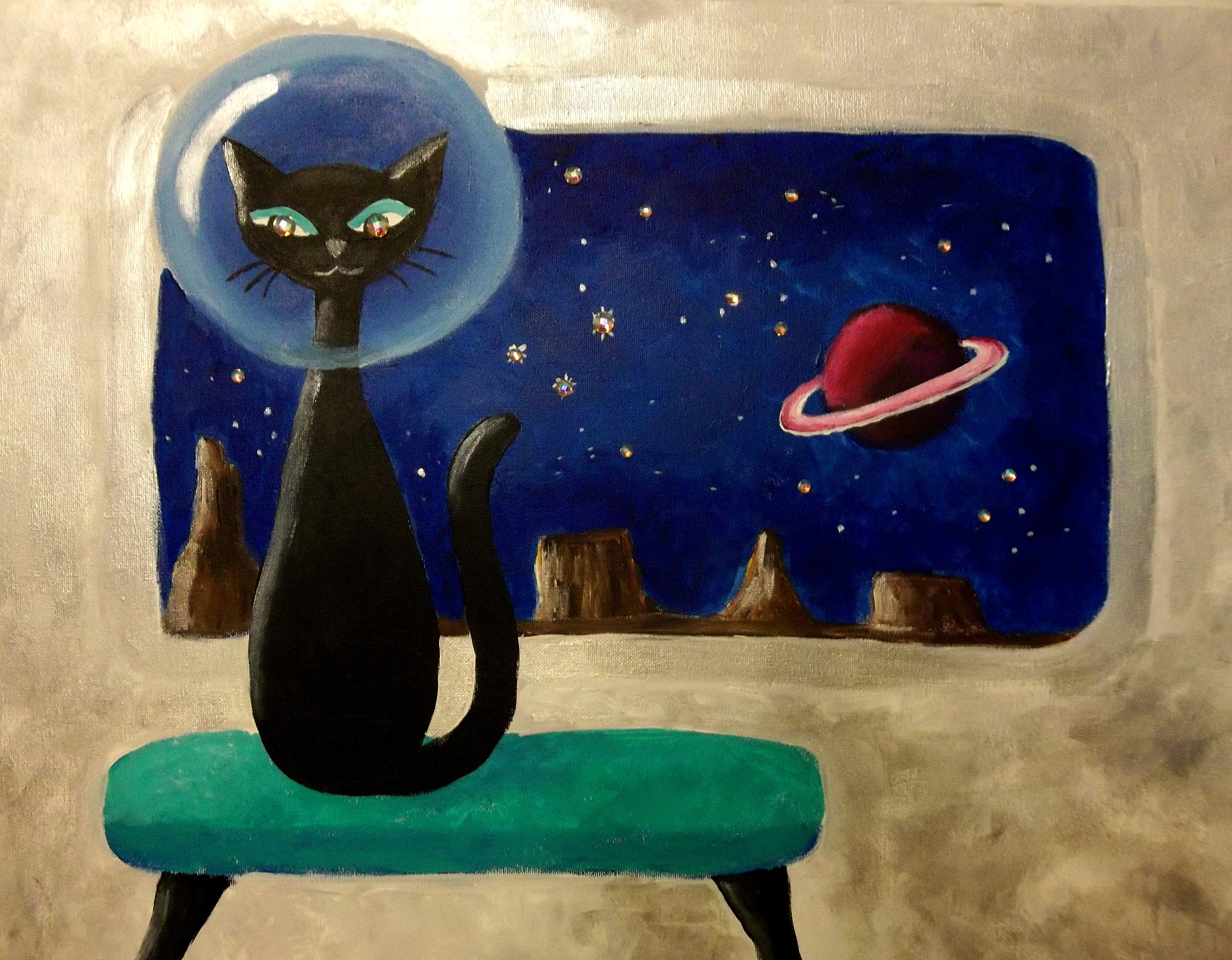 Space Cat 3x5 Blank Note Cards by Nancy Konchesky - Etsy