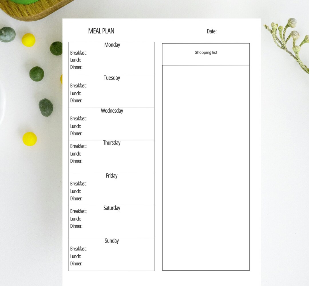 Meal Plan Printable, Meal Prep, Meal Planning, Printable Shopping List ...