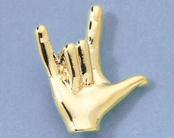 Vintage Oldstock I Love You in Sign Language Silver Tone Clutch Lapel ...