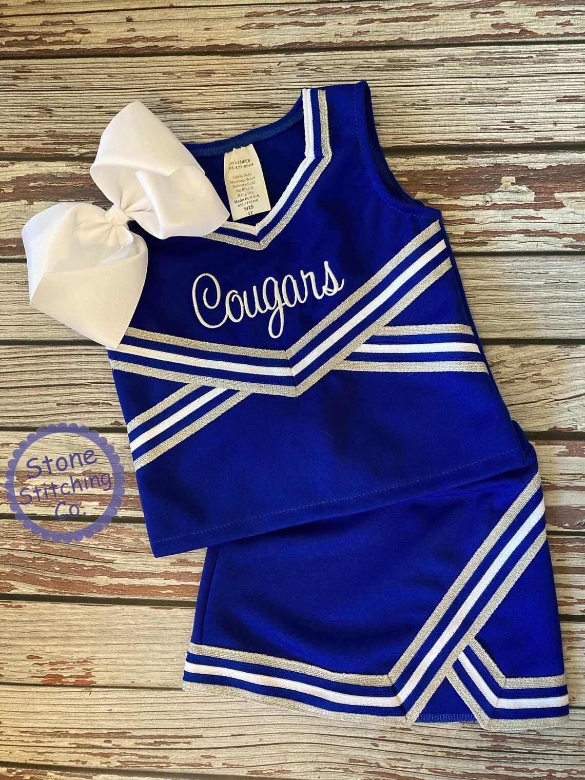Blue & White Cheer Uniform Customized Cheerleading Uniform - Etsy
