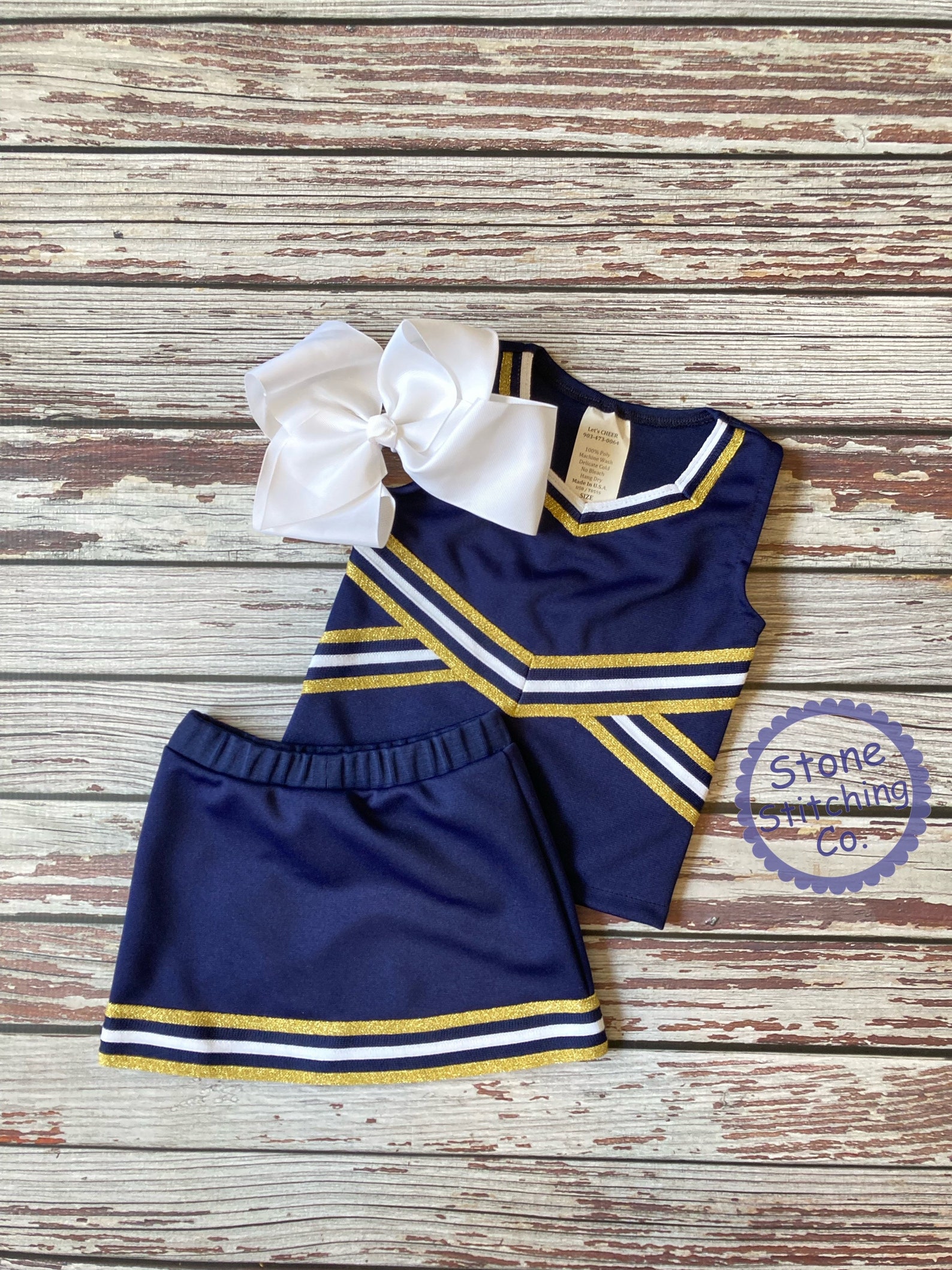 Navy & Gold Cheer Uniform Customized Cheerleading Uniform - Etsy