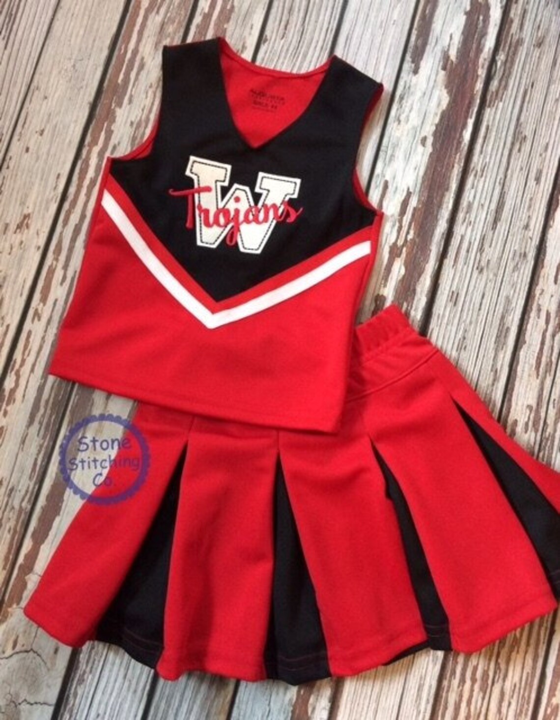 Red & Black Cheer Uniform, Customized Cheerleading Uniform, Girls Cheer ...