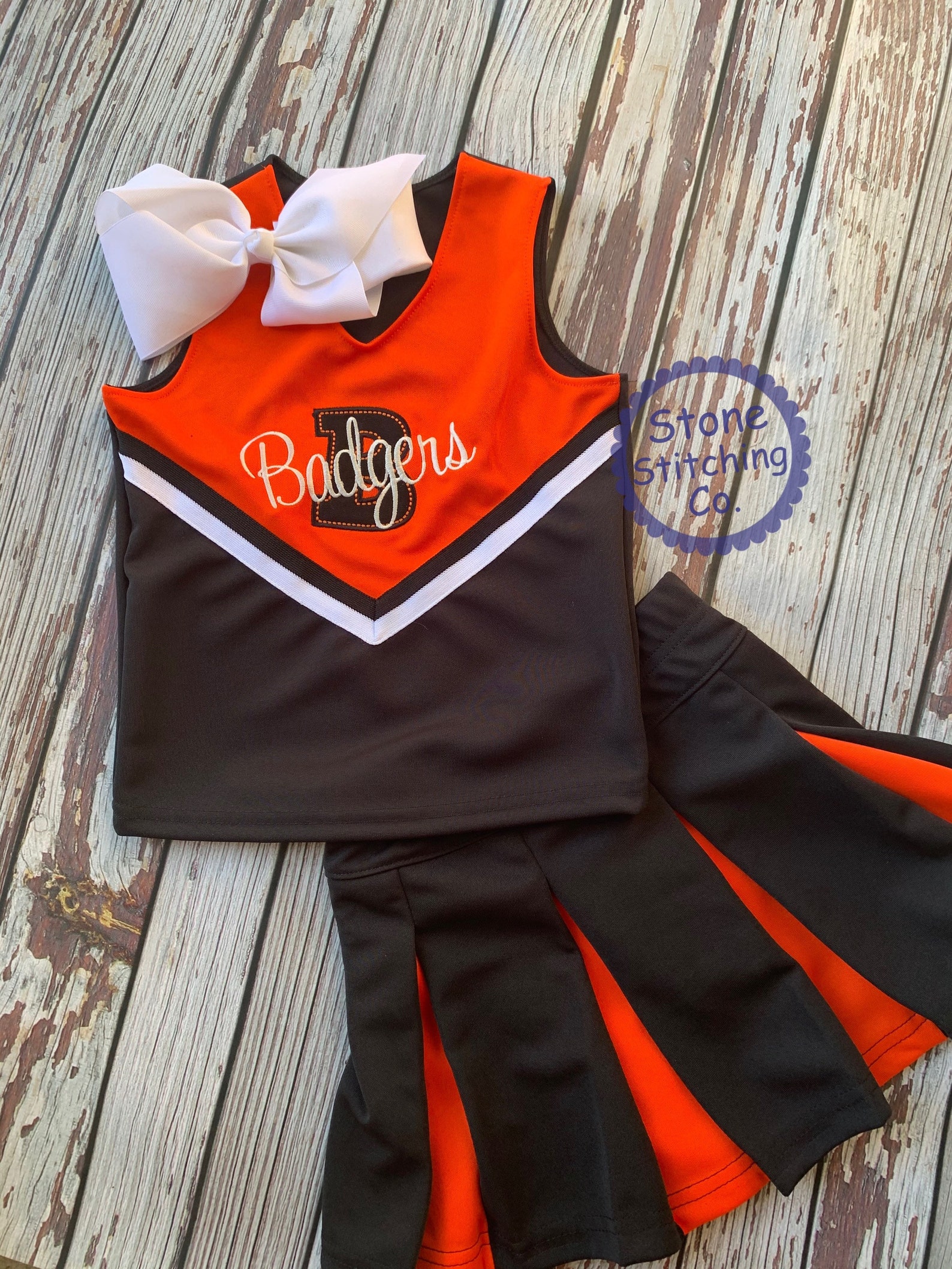 Orange & Black Cheer Uniform Customized Cheerleading Uniform - Etsy