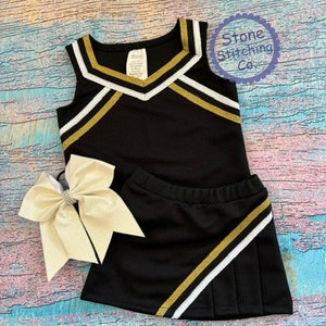 Gold & Black Cheer Uniform, Customized Cheerleading Uniform, Girls ...