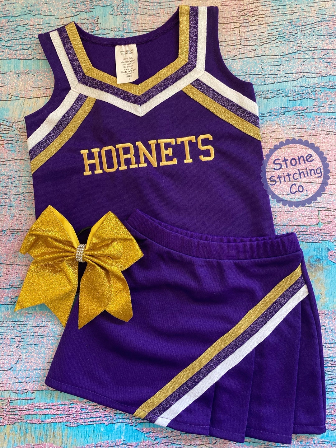 Purple & Gold Cheer Uniform, Customized Cheerleading Uniform, Girls ...