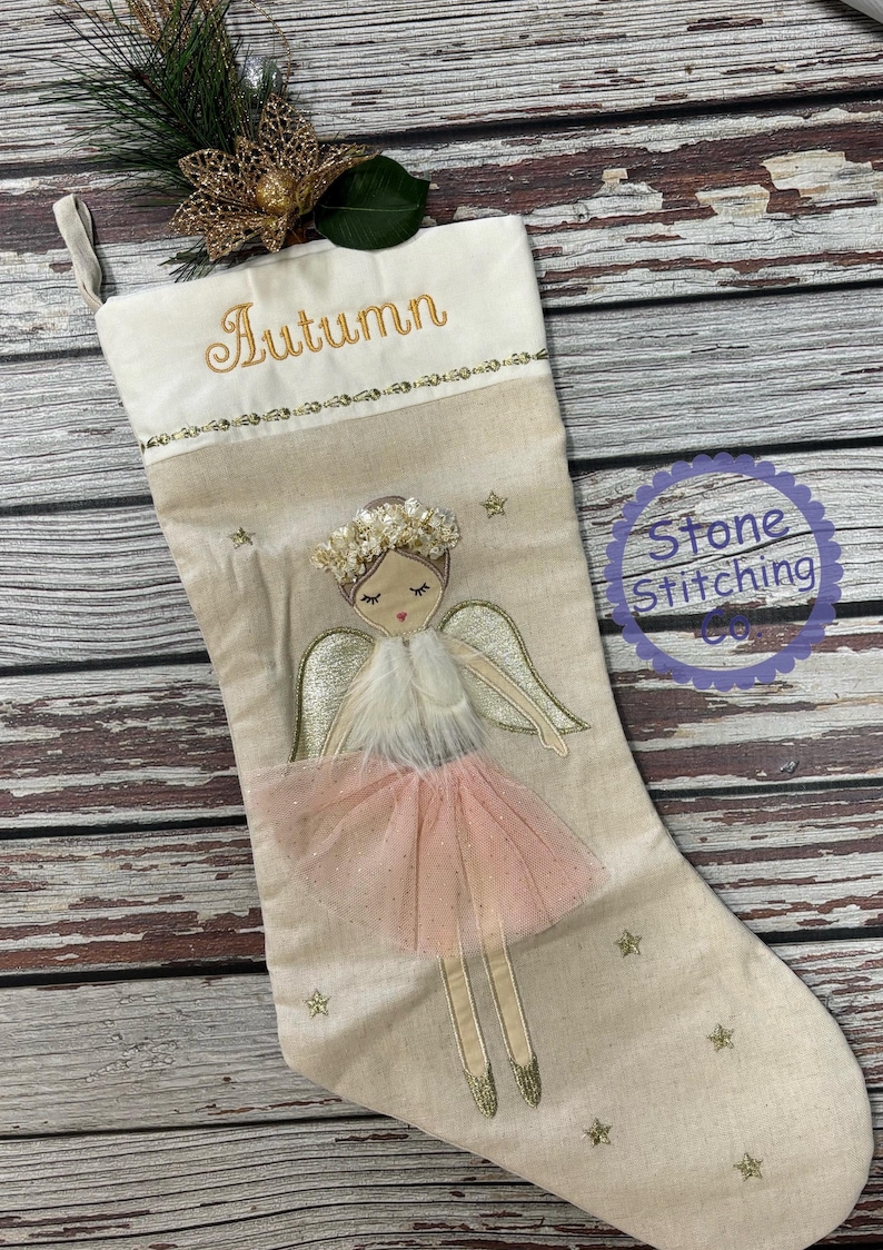 Ballerina Christmas Stocking, Little Girl Christmas Stocking, Baby Girl ...