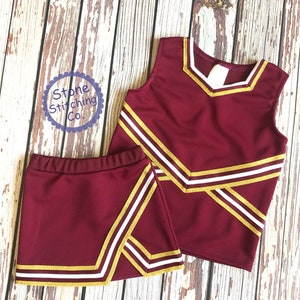 Maroon & Gold Cheer Uniform Customized Cheerleading Uniform Girls Cheer ...