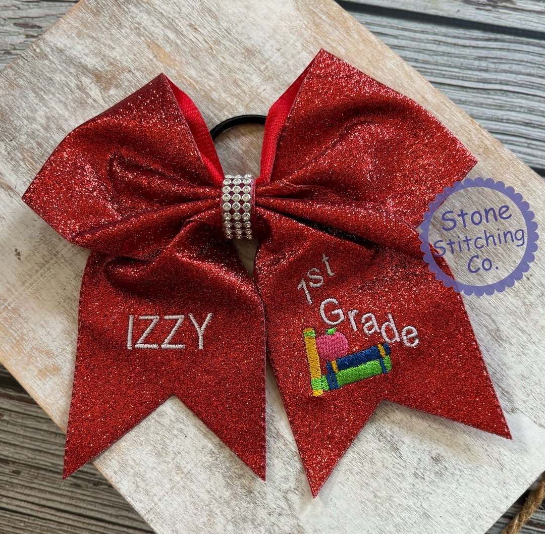 1st Grade Hair Bow, Back to School Bow, ABC Bow, Monogrammed Bow ...