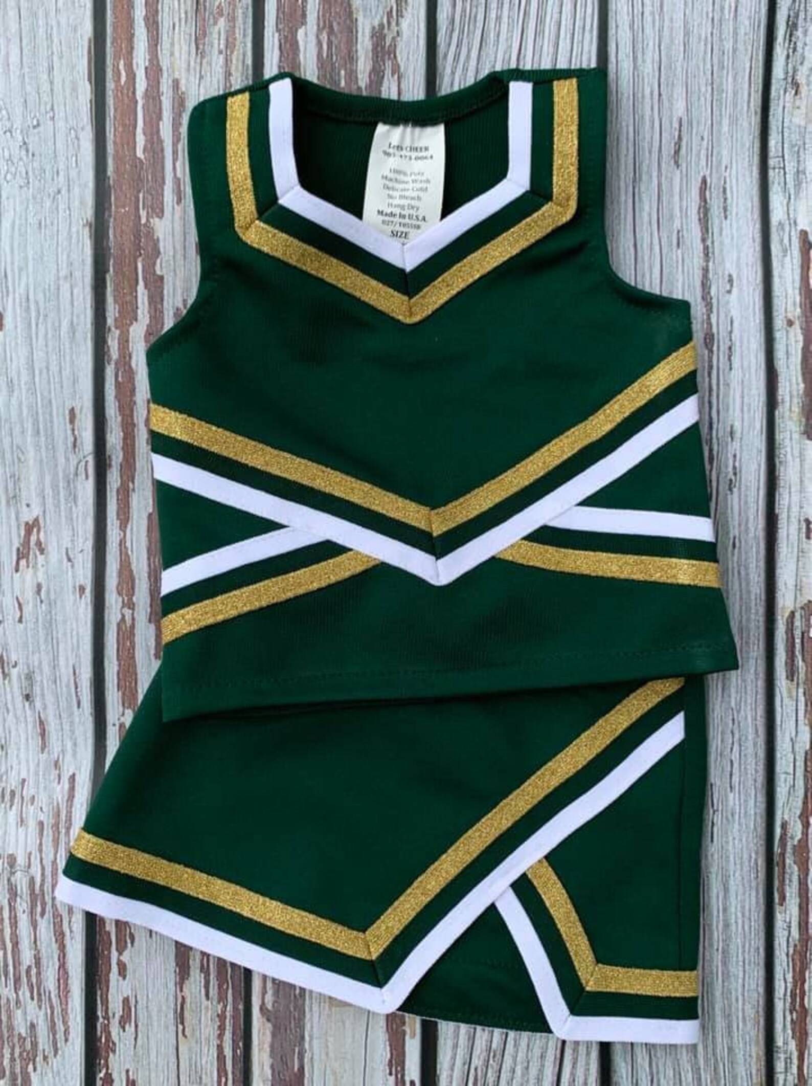 Green & Gold Cheer Uniform Customized Cheerleading Uniform - Etsy