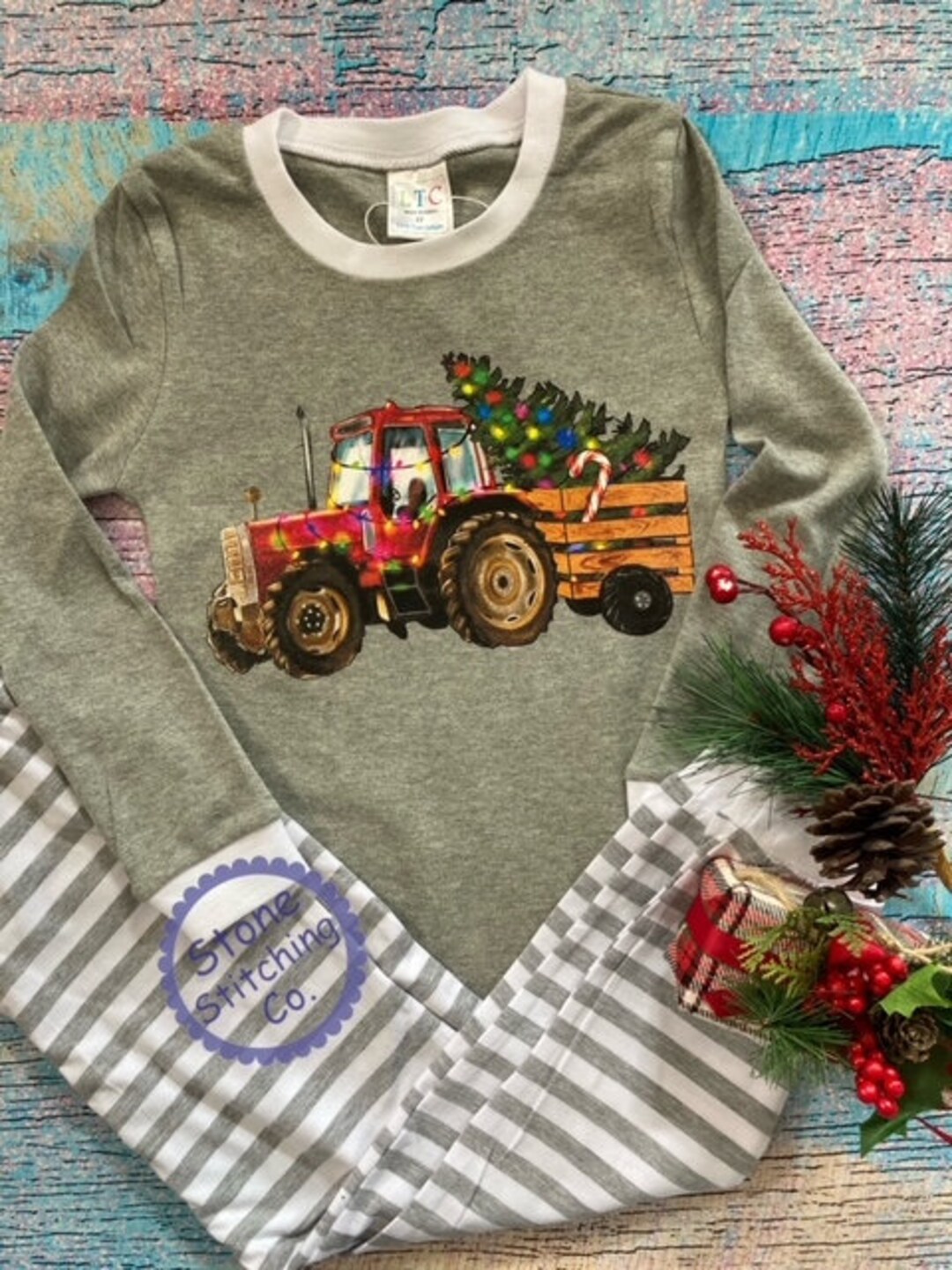 Personalized Christmas Tractor Pajamas, Christmas Pjs, Tractor Pajamas ...