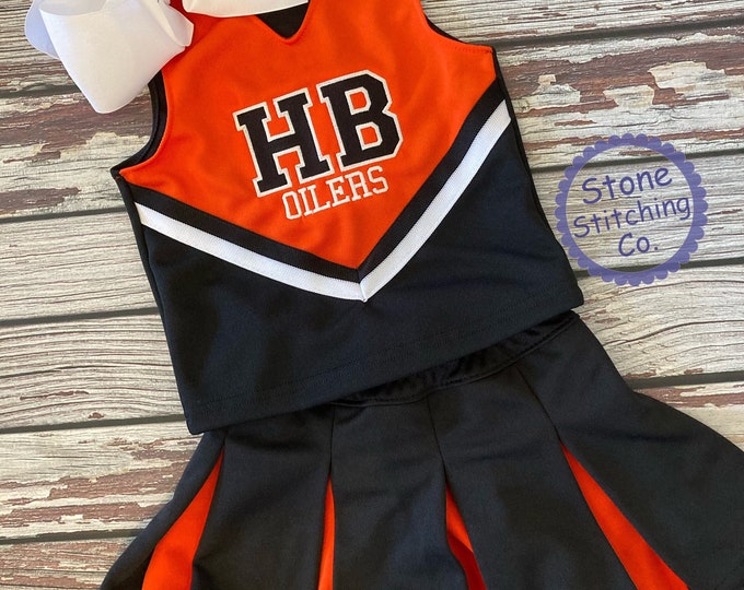 Orange & Black Cheer Uniform, Customized Cheerleading Uniform, Girls ...