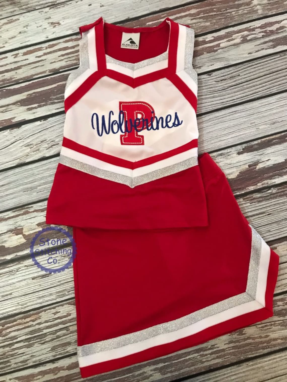 Red & White Cheer Uniform, Customized Cheerleading Uniform, Girls Cheer ...