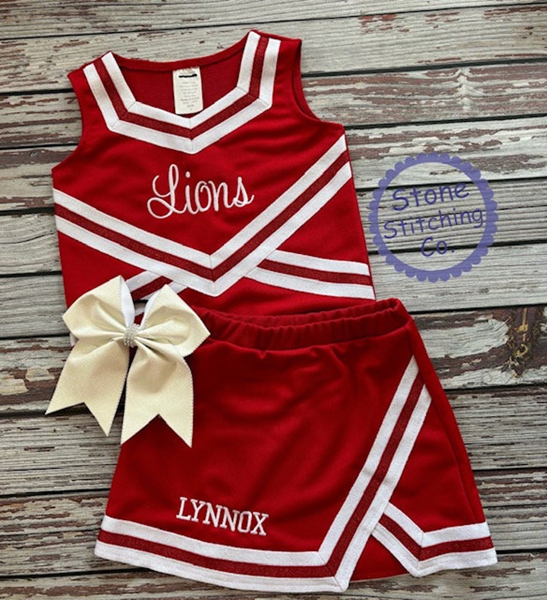 Red & White Cheer Uniform, Customized Cheerleading Uniform, Girls Cheer ...