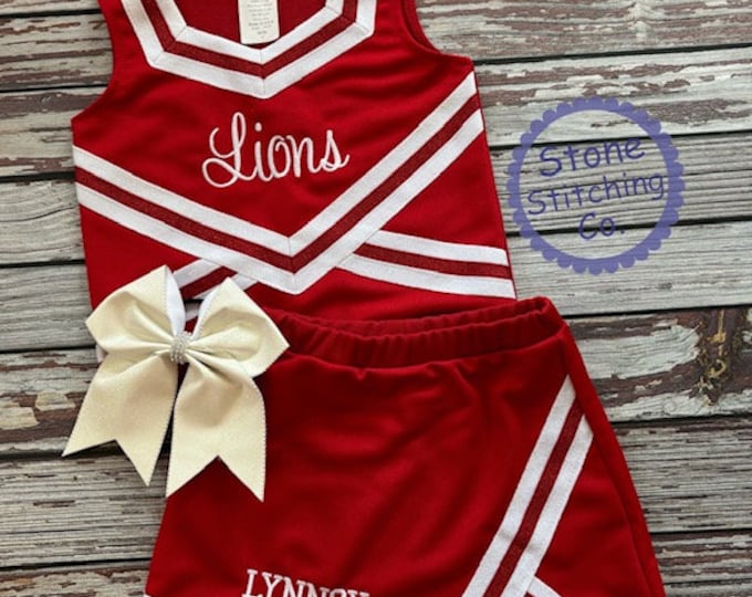 Red & White Cheer Uniform, Customized Cheerleading Uniform, Girls Cheer ...