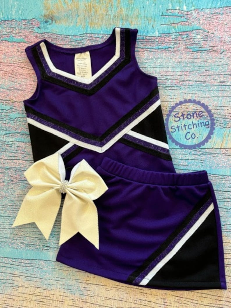 Purple & Black Cheer Uniform, Customized Cheerleading Uniform, Girls ...