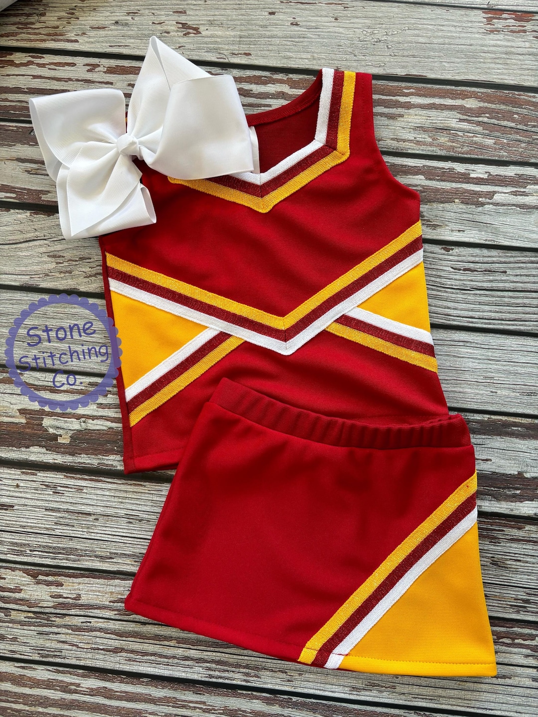 Red & Yellow Cheer Uniform, Customized Cheerleading Uniform, Girls ...
