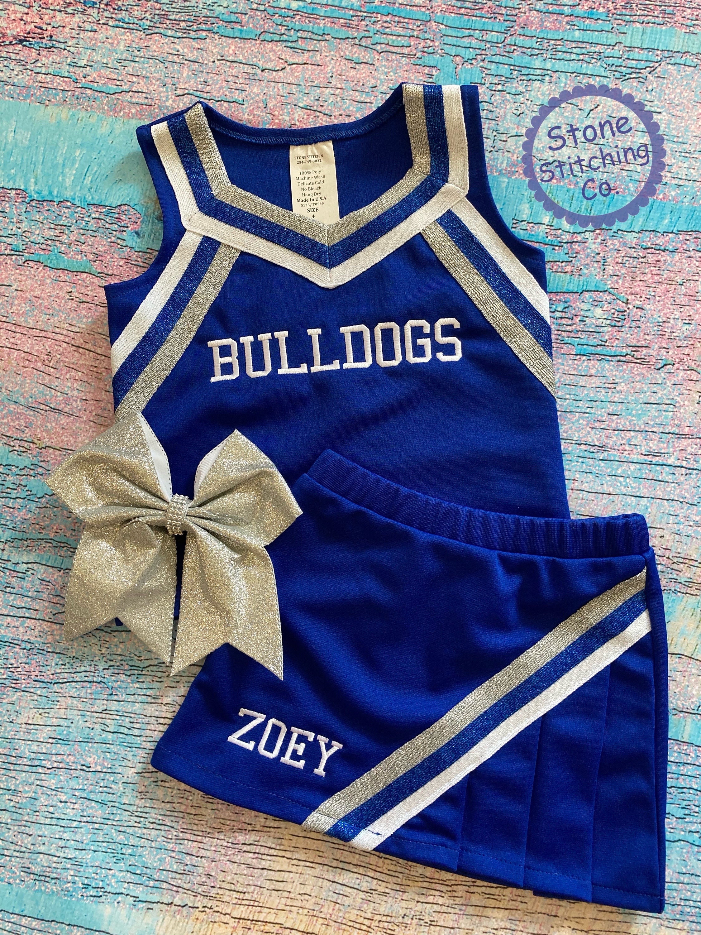 Blue & White Cheer Uniform, Customized Cheerleading Uniform, Girls ...