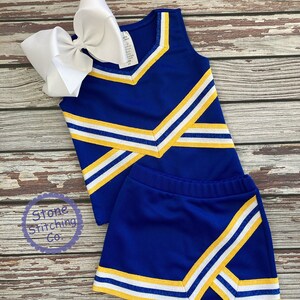 Blue & Gold Cheer Uniform, Blue and Yellow Cheerleading Uniform, Girls ...