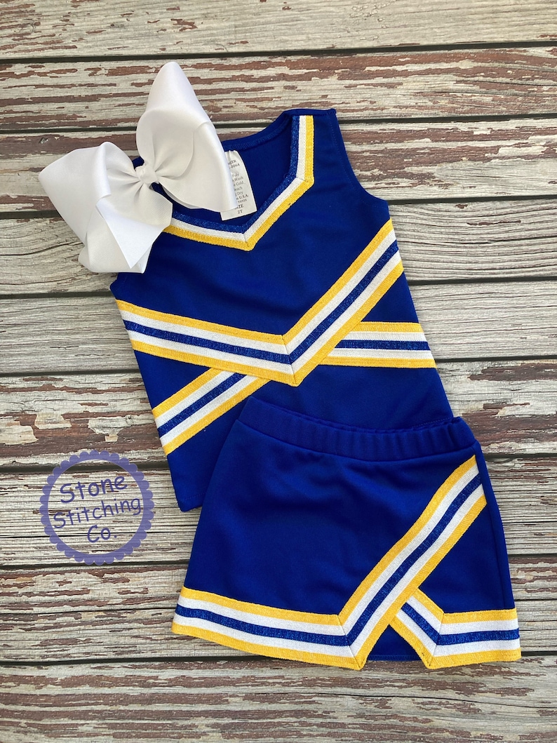 Blue & Gold Cheer Uniform Blue and Yellow Cheerleading - Etsy