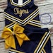 Navy & Gold Cheer Uniform, Customized Cheerleading Uniform, Girls Cheer ...