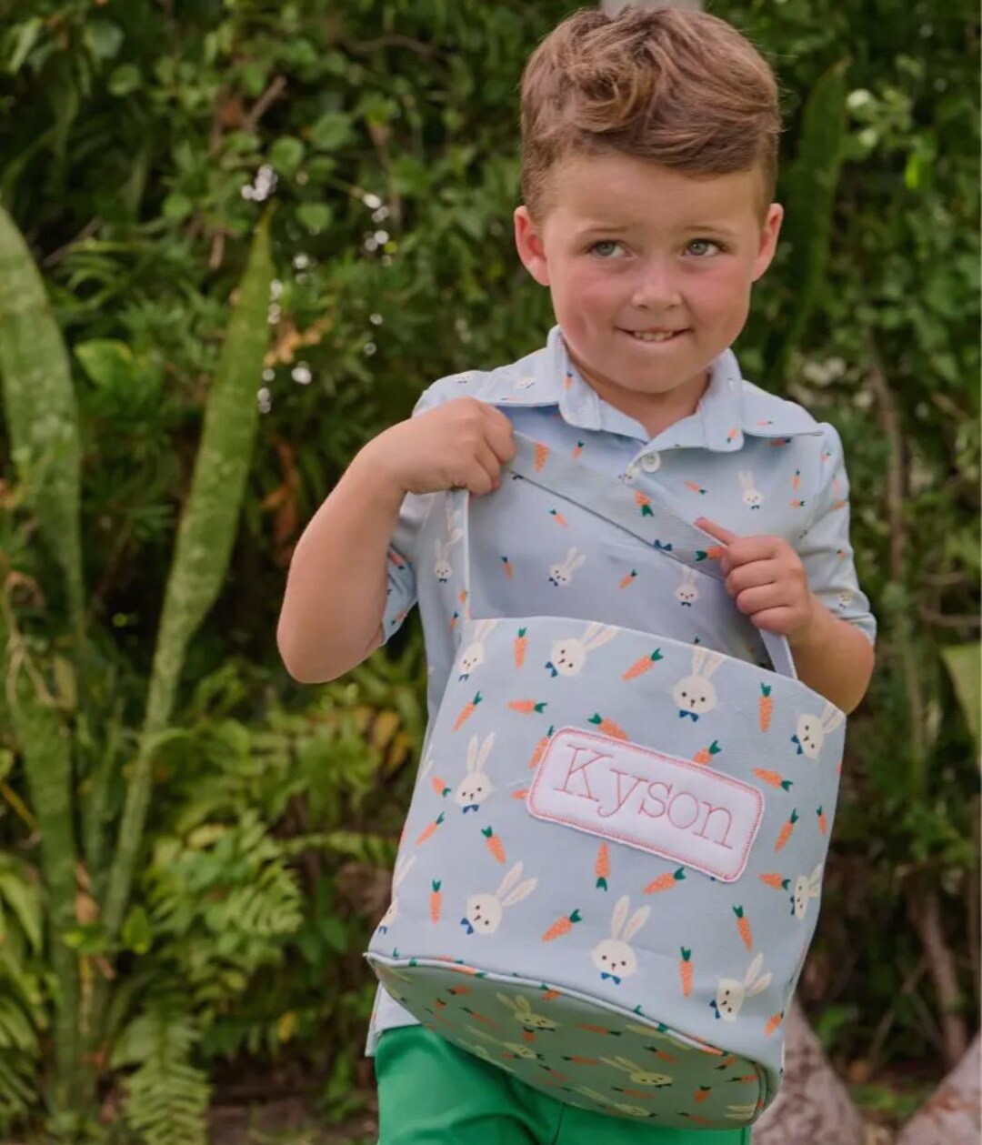 Personalized Boy Easter Basket, Blue Bunny Easter Basket, Sibling Easter Basket, Monogrammed ...