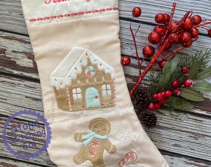 Gingerbread Stocking, Little Girl Stocking, First Christmas Stocking ...